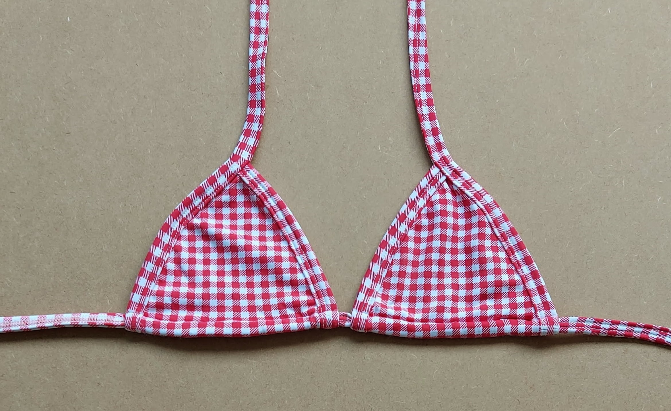 Top Cortininha Vichy Vermelho Carol Moda Praia