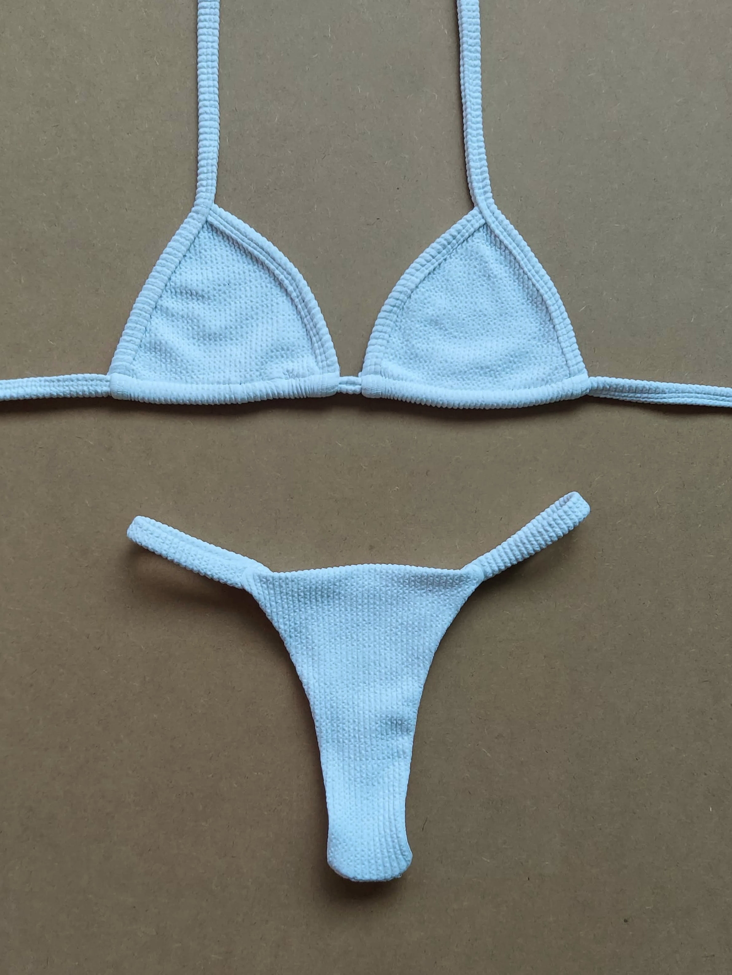 Biquini Fio Dental Fita Branco Shine Carol Moda Praia
