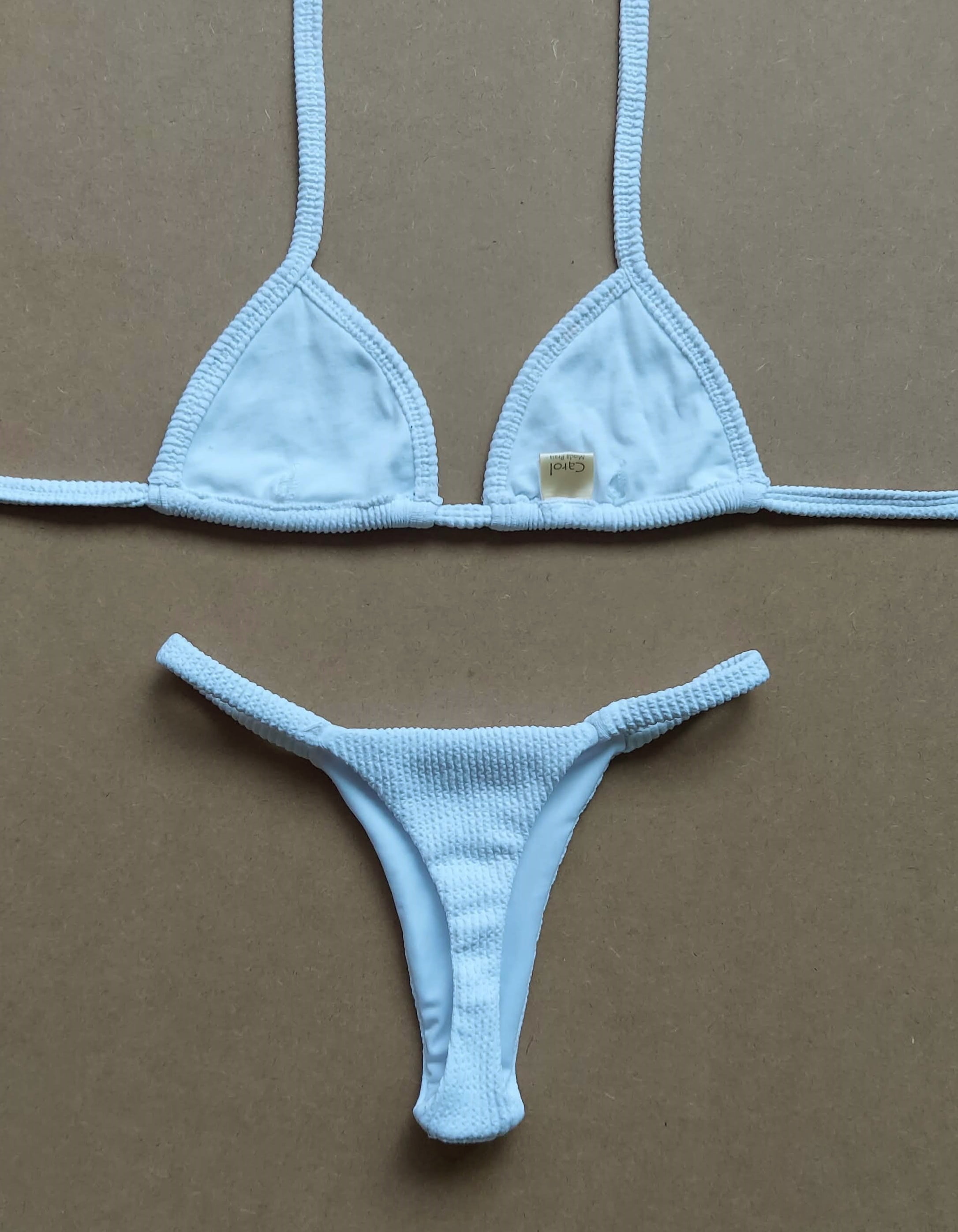 Biquini Fio Dental Fita Branco Shine Carol Moda Praia