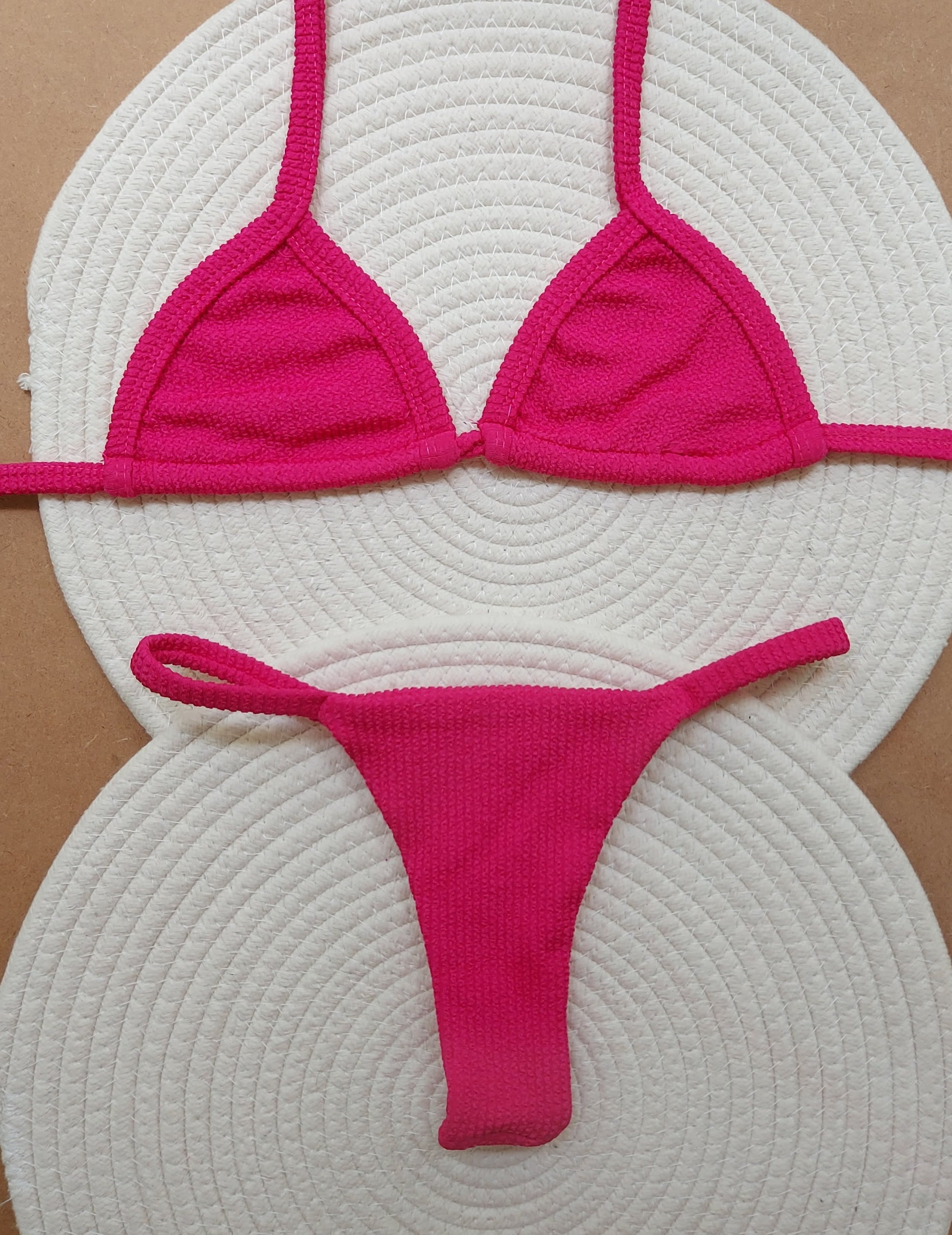 Biquini Fio Dental Fita Pink Shine Carol Moda Praia