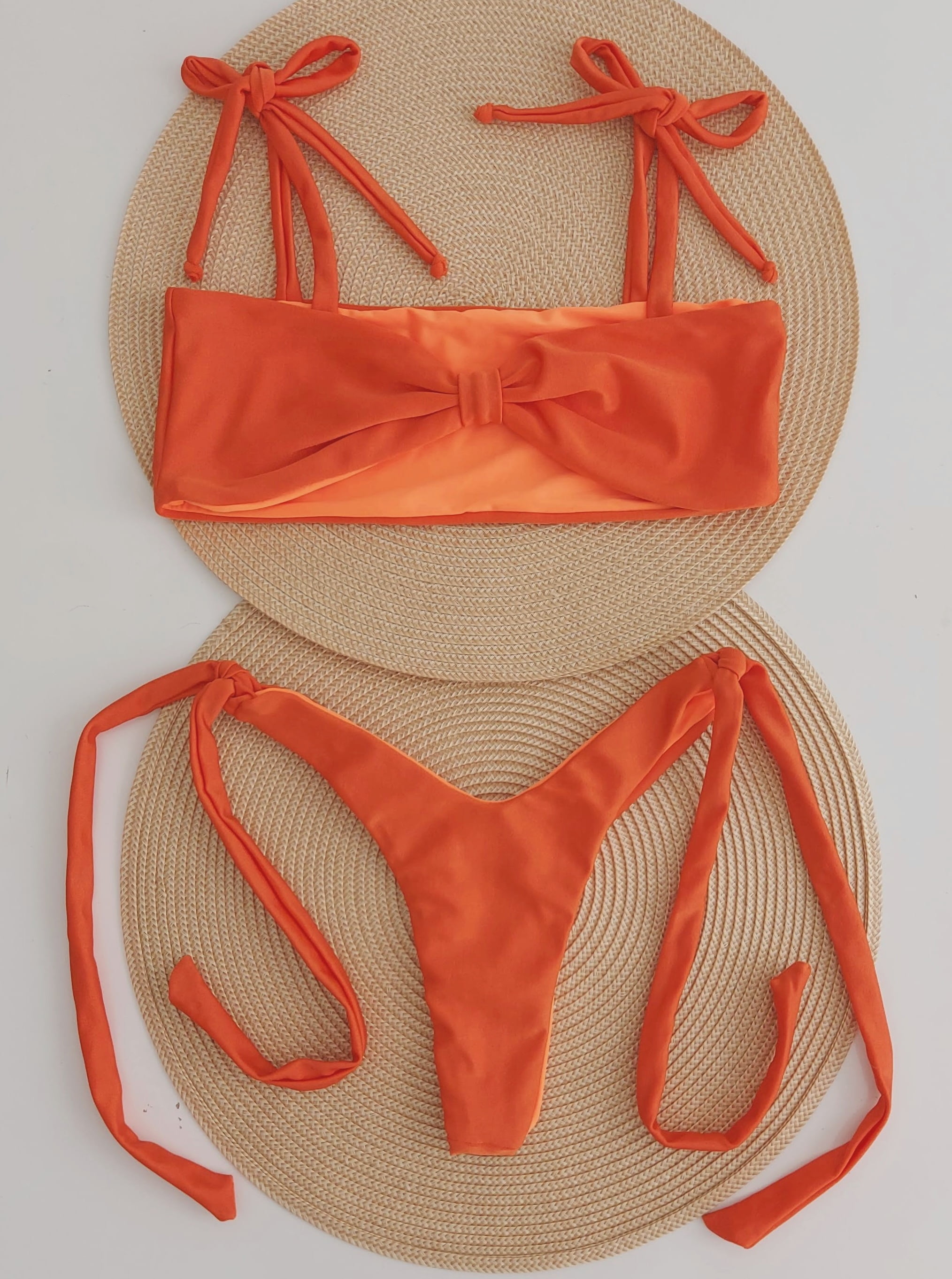 Biquini Romantic Laranja Metálico Carol Moda Praia