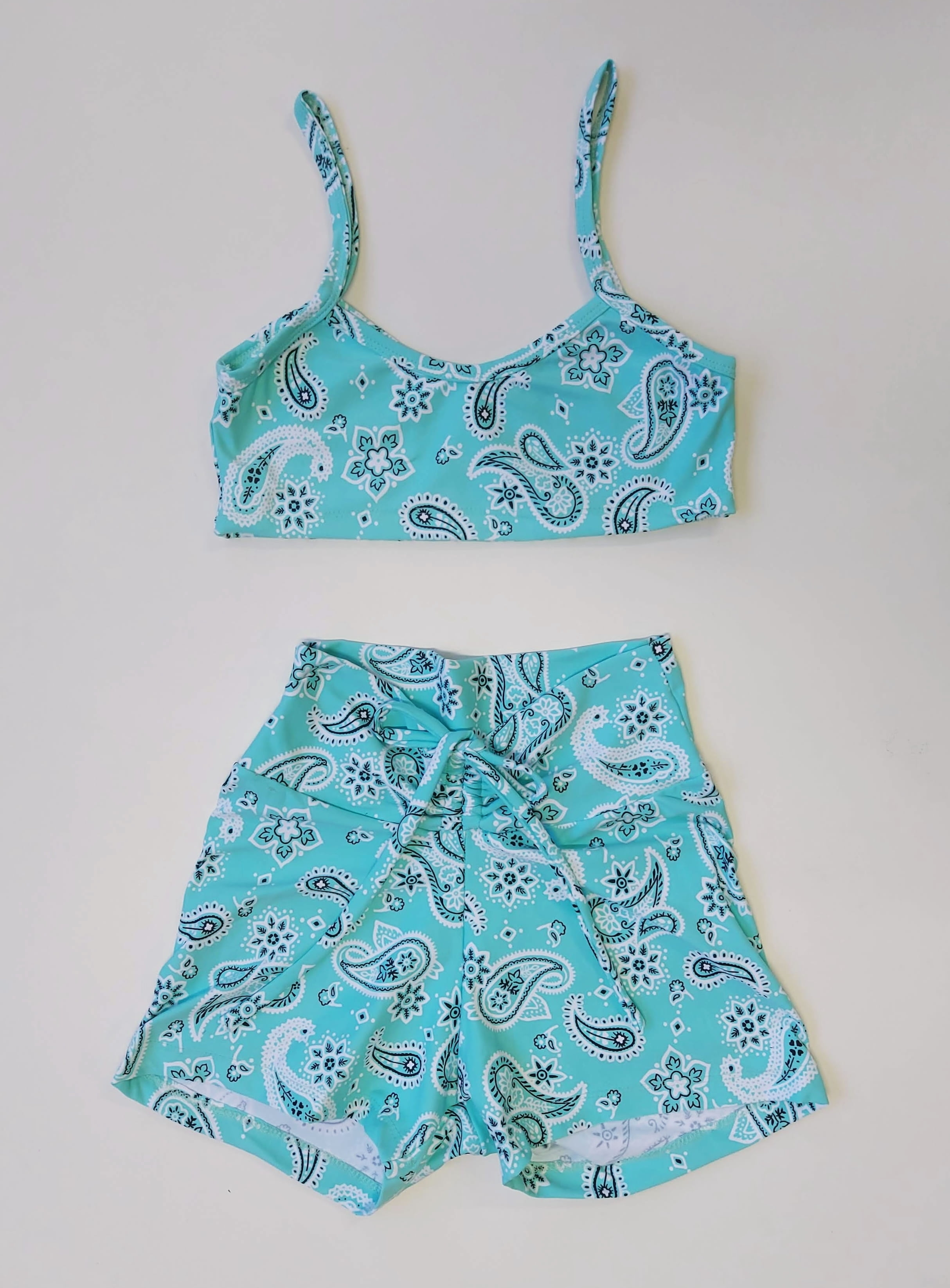 Conjunto Fitness Paisley Azul Carol Moda Praia