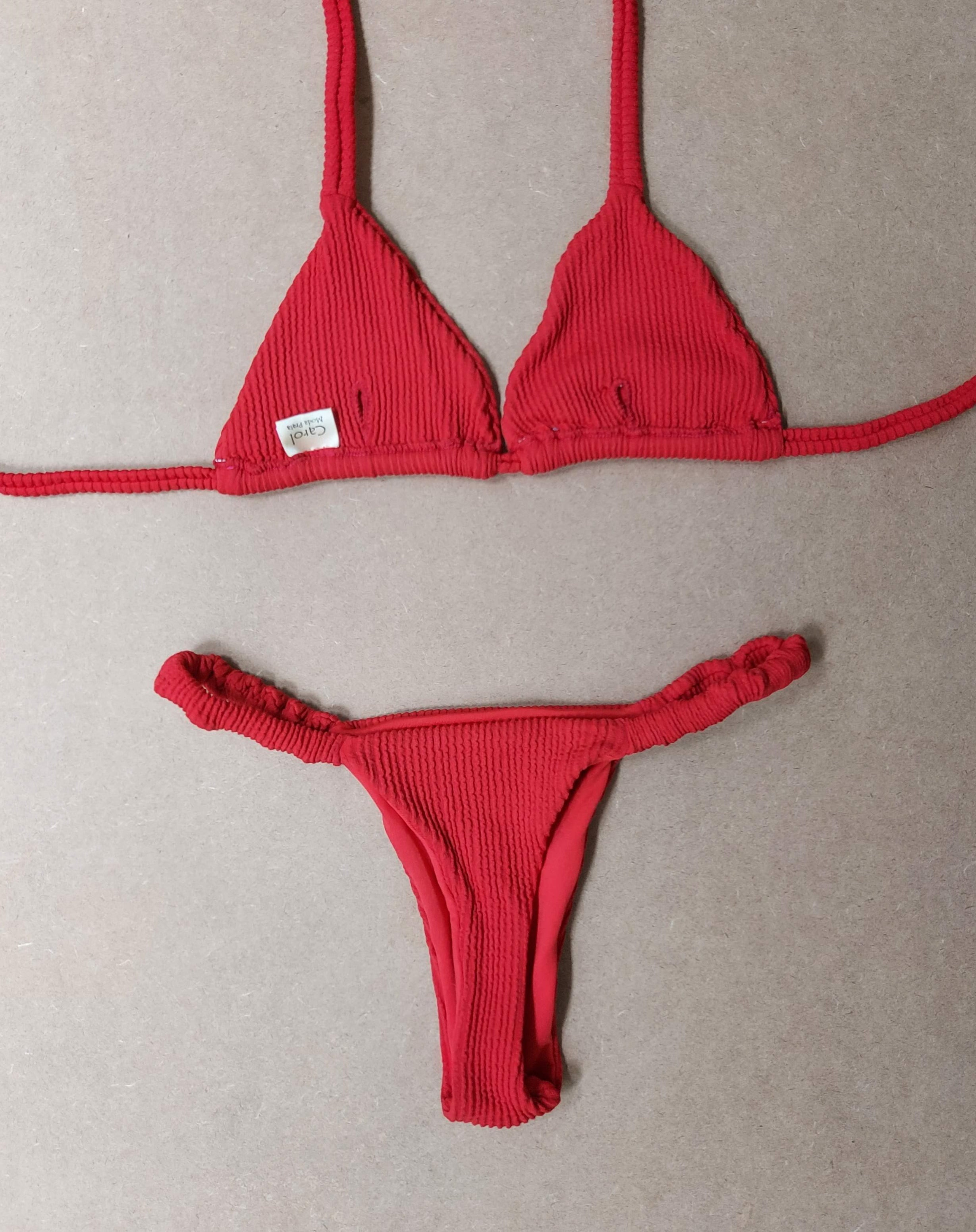Biquini Marshmallow Vermelho Shine Carol Moda Praia